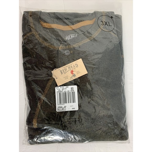 RedHead | Shirts | Redhead Thermal Henley Shirt Mens 3xlt Brown Long Sleeve 3 Button Tee Crew ...